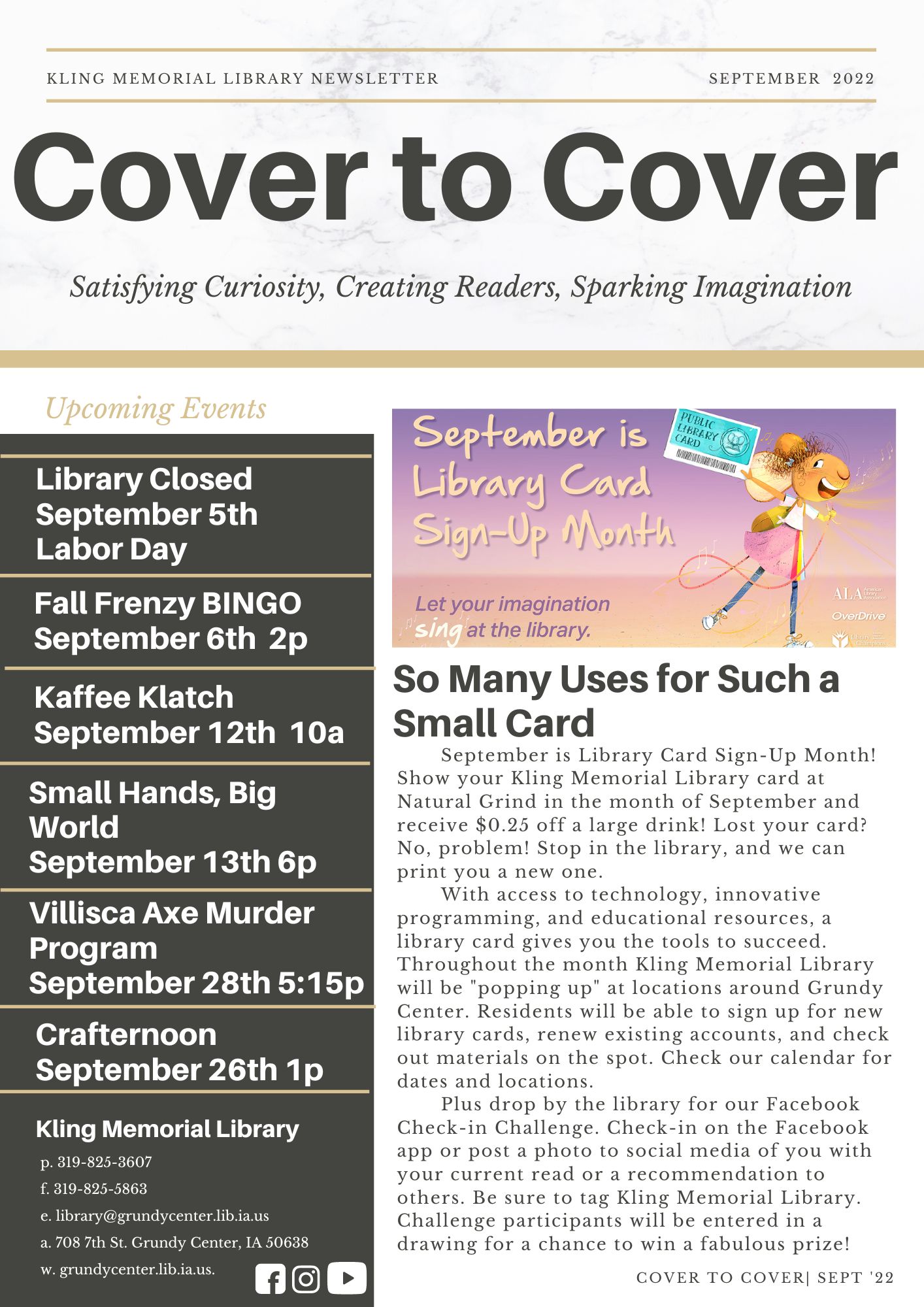 Library Newsletter :: Kling Memorial Library