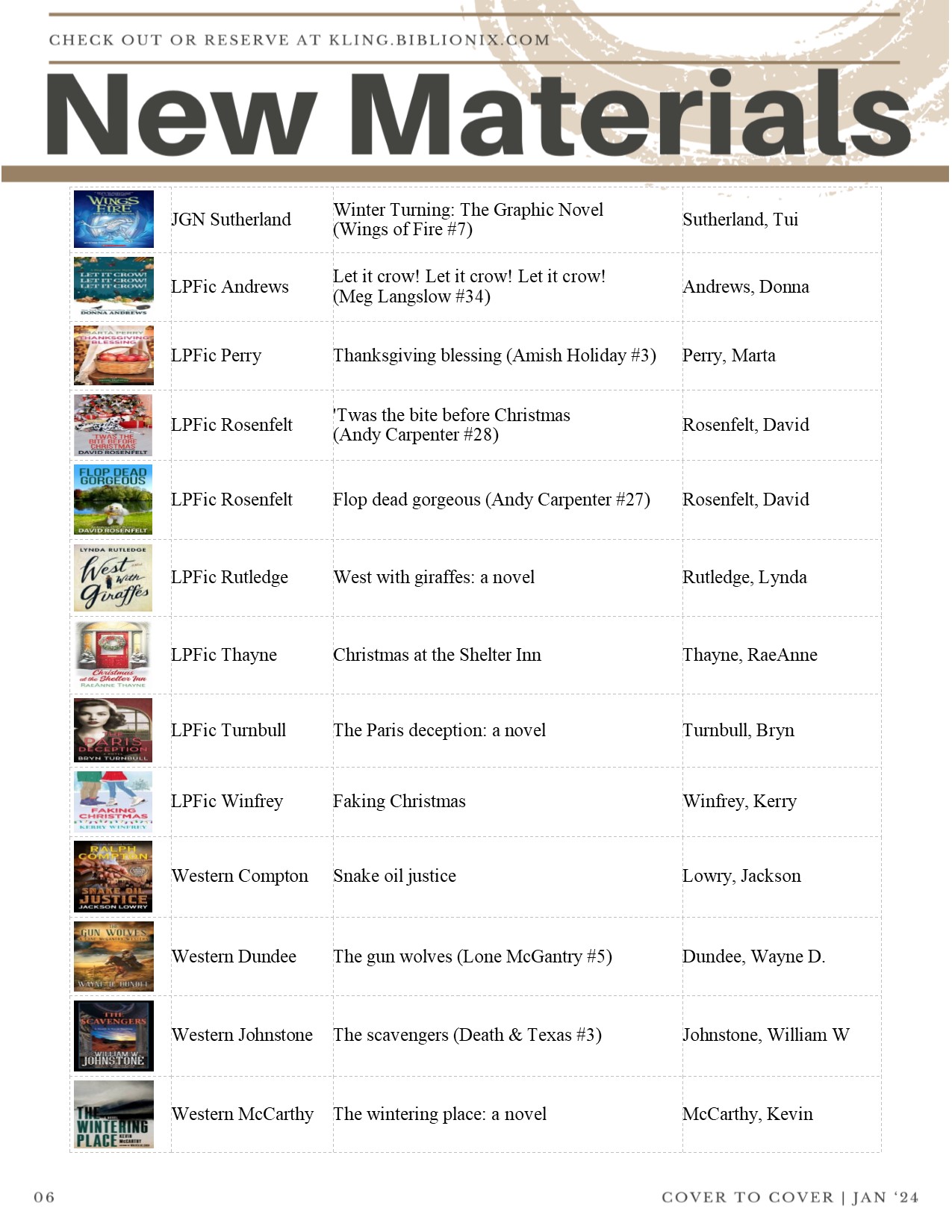 Library Newsletter :: Kling Memorial Library